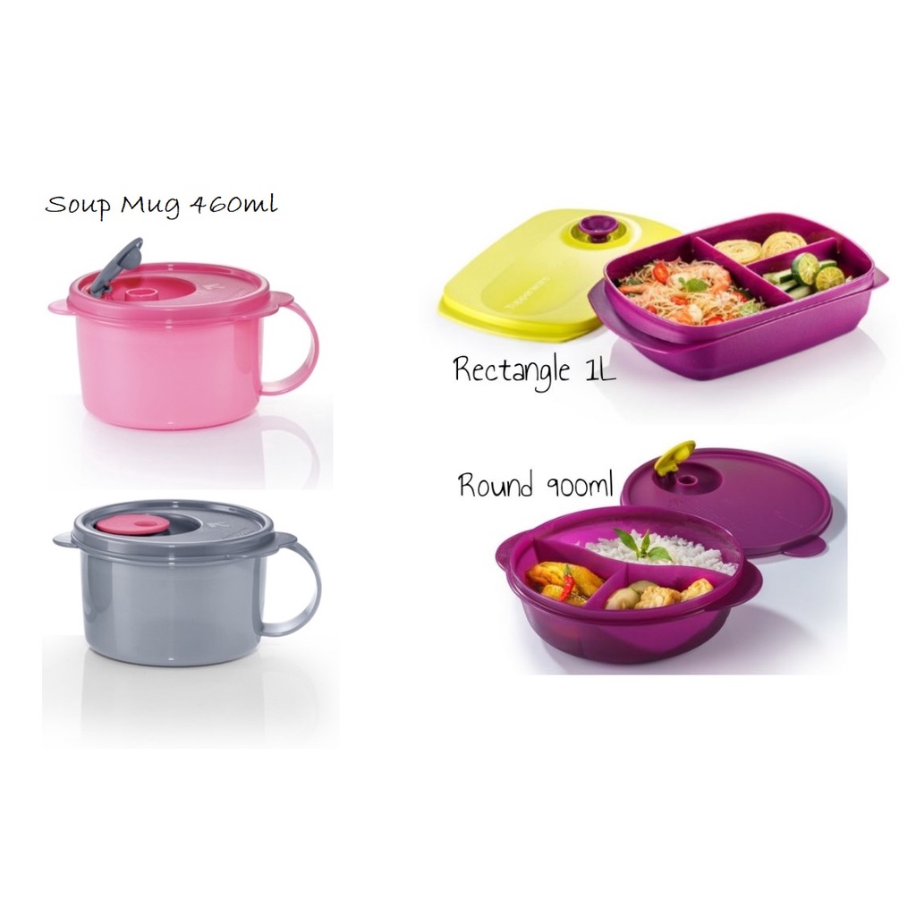 Tupperware Reheatable Divide Lunch Box 1L/ Crystalwave Divided Dish ...