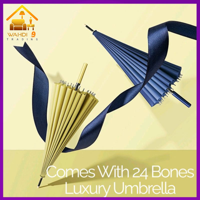 Premium 24 Bones Umbrella Payung Panjang 24 Tulang Kuat Long Handle ...