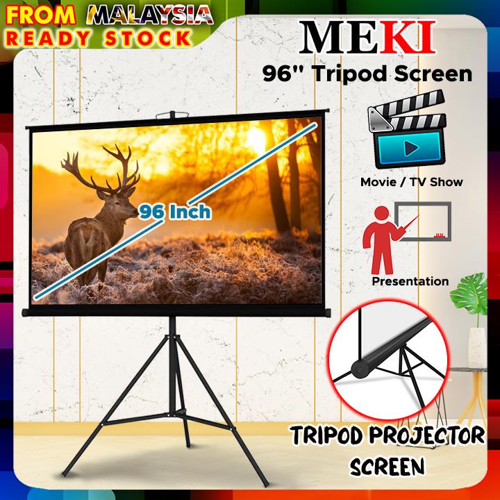 Meki Size Solid Series 96 x 96 (8x8 feets) Tripod Projector Screen for ...