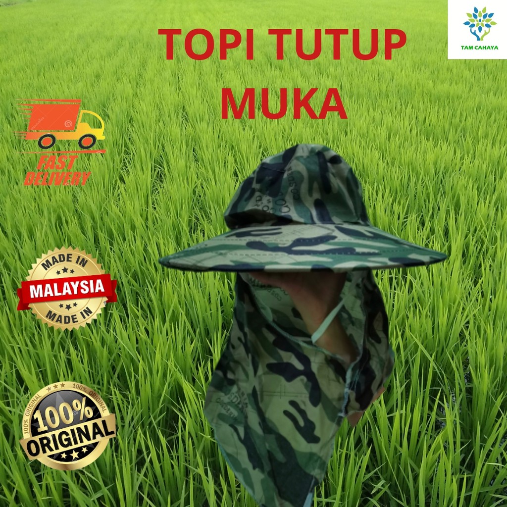Anti UV Topi Kebun Topi Memancing Topi Tutup Muka Topi Askar Cover Face ...