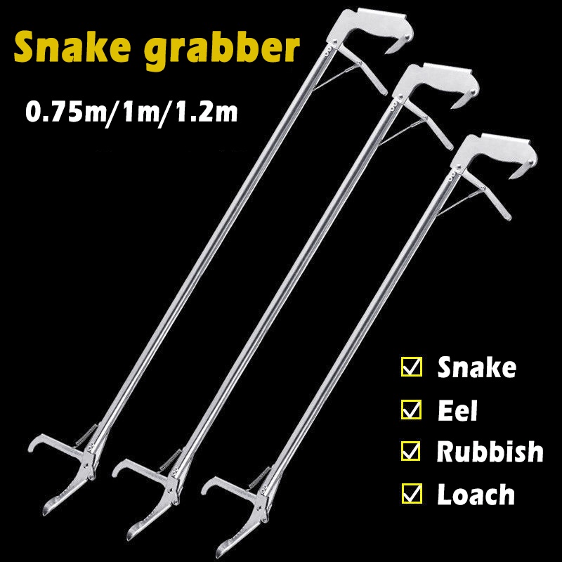 4FT Snake Stick Grabber Catcher Reptile Tongs Wide Jaw Handle Snake ...