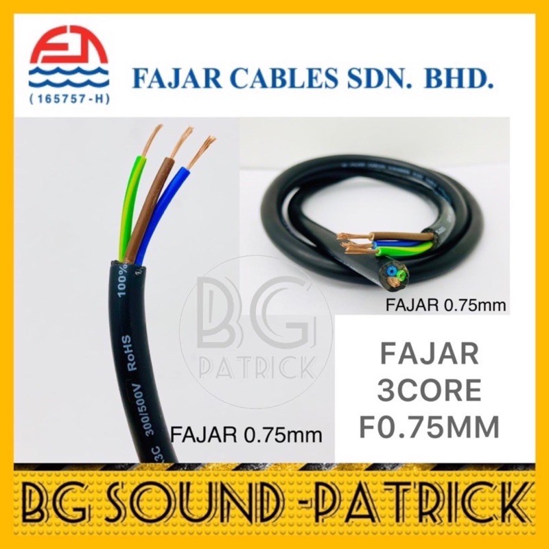 Fajar Cable 0.75mm X 3Core Synthetic Flexible Core Cable | Shopee Malaysia