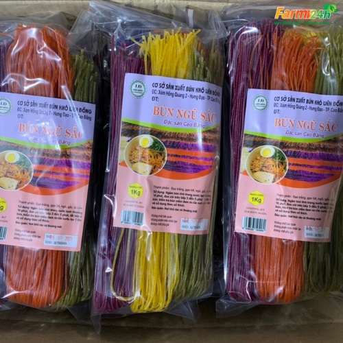 Five-colored rice vermicelli with Corn, Gac, Moringa, Cam Leaves, Cao ...