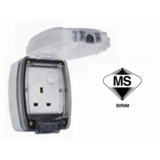 13A Weatherproof Socket TRANSPARENT/GREY IP66 MK 86486 & 13A Waterproof ...
