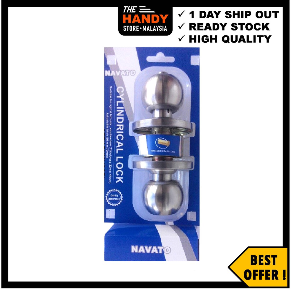 Navato 5887SS Cylindrical Lock Heavy Duty Door Lock Door Knob Tombol ...