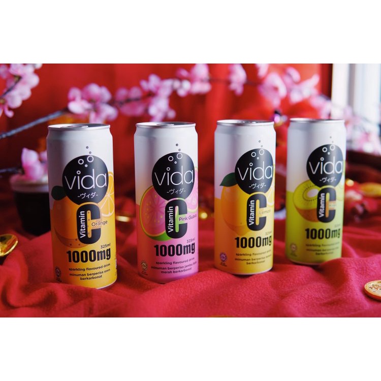 Vida Vitamin C 1000mgLemon/Orange/Kiwi/Pink Guava Drinks 325mL | Shopee ...