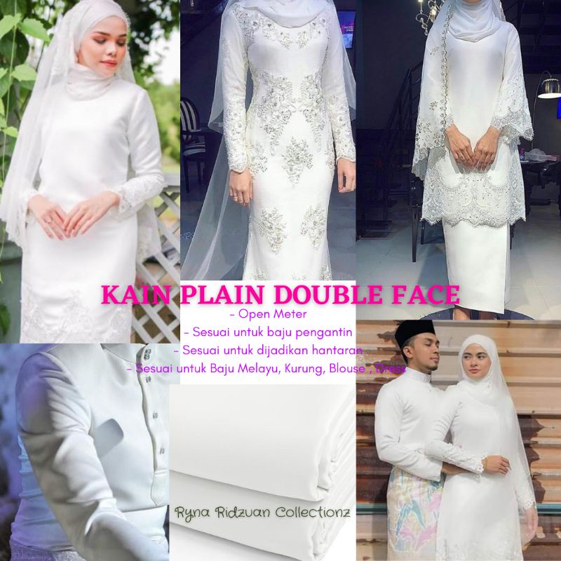 💥 Kain Double Face | Kain Baju Pengantin | OFF WHITE & PURE WHITE 🔥🔥 ...