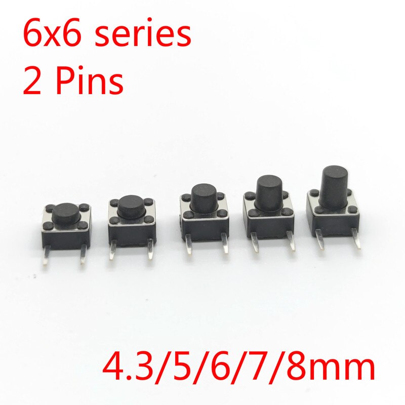 50PCS 6x6mm Side 2Pins Push Button Switch Mini Panel PCB Momentary ...