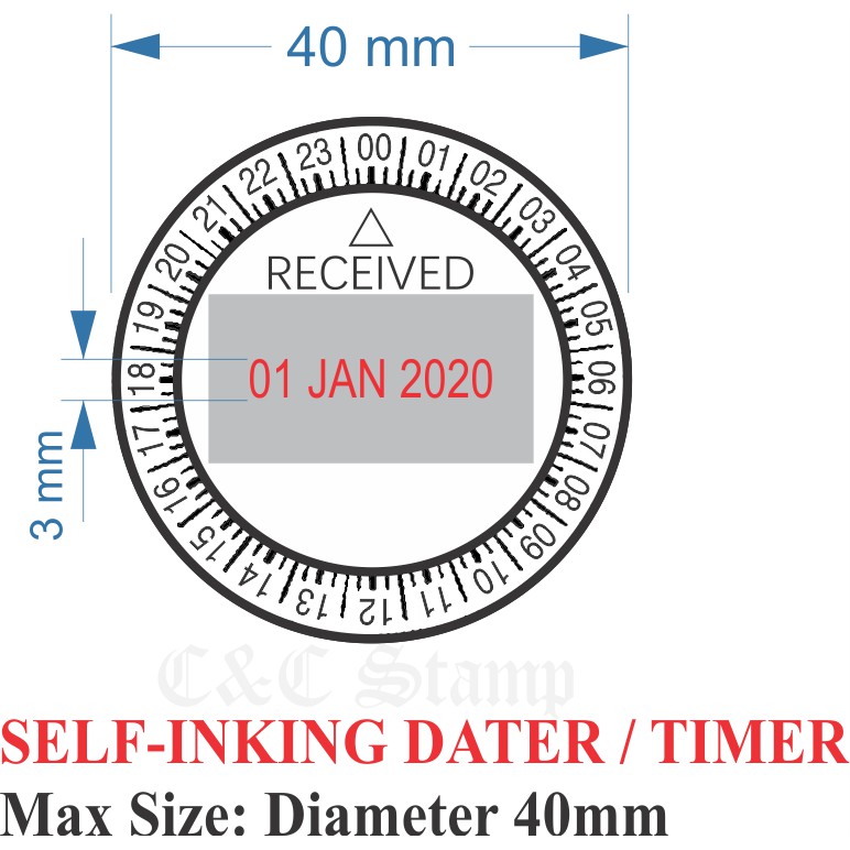 Self Ink Date Rubber Stamp / Cop Tarikh / Company Chop / Cop Tarikh ...