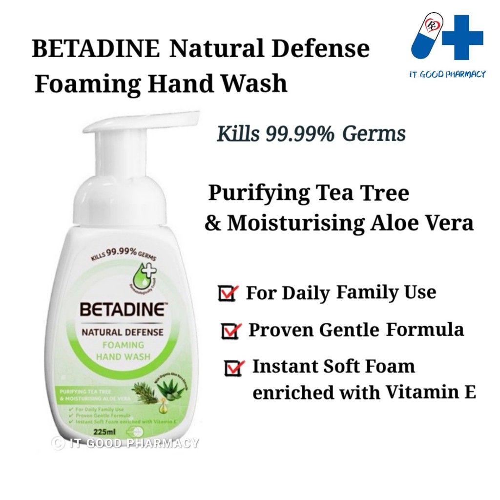 Betadine Natural Defence Tea Tree Oil Foam Hand Wash 225ml | Shopee ...