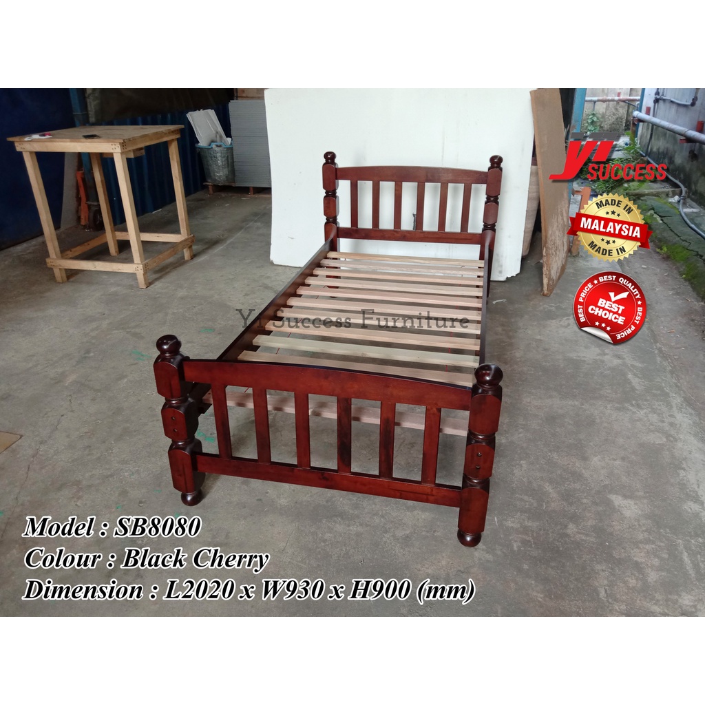 Yi Success Edward Wooden Single Bed Frame / Solid Wood Single Bed ...
