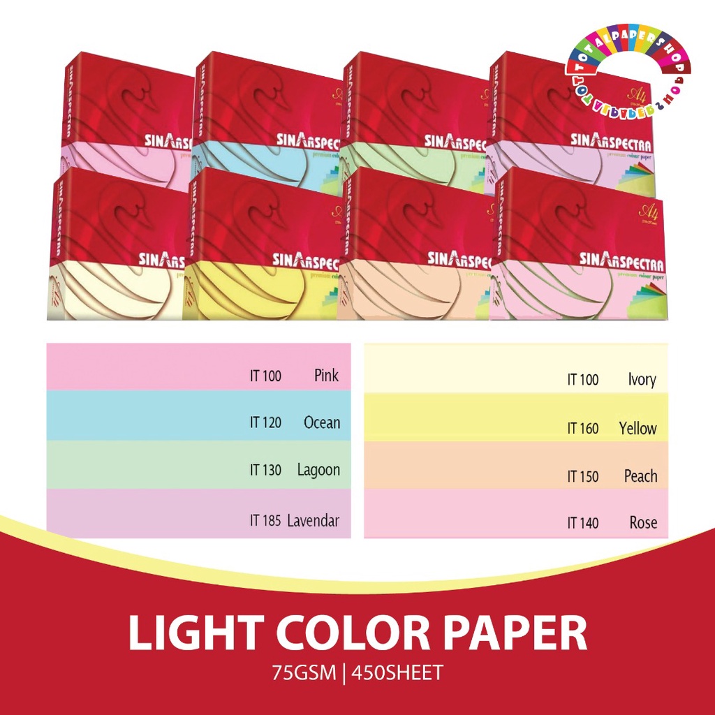 SINAR SPECTRA A4 Colour Paper (75/80gsm) / A4 Kertas Warna/颜色纸 | Shopee ...