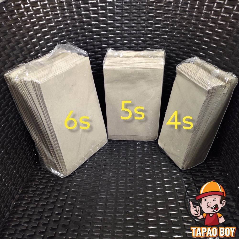 ( 100pcs± ) Paper Bag 4s / 5s / 6s - Brown Food Grade - Disposable ...
