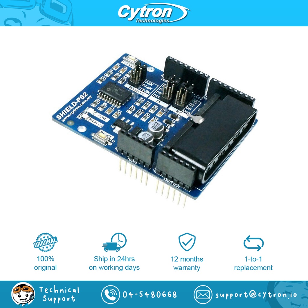 Cytron PS2 Remote Controller Shield for Arduino Maker UNO to Control ...