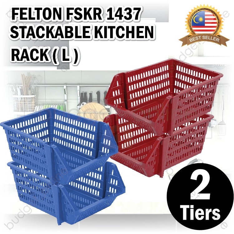 2in1 FELTON 2 Tier Stackable Kitchen Rack (L) FSKR 1437 Shelf Storage ...