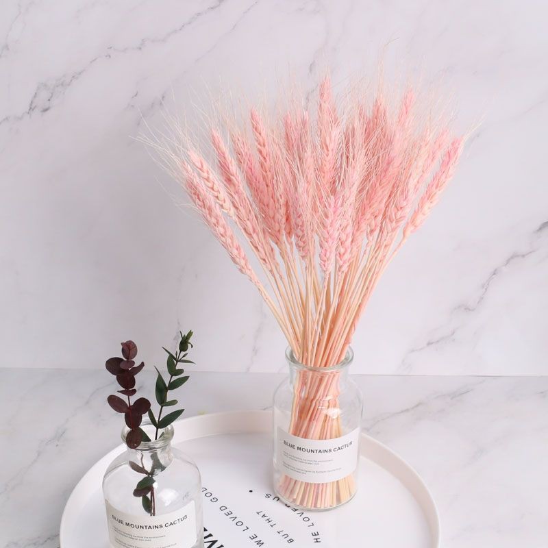 50pcs Pink Artificial Wheat Dried Flowers Dry Wheat Grass Bouquet Dried ...