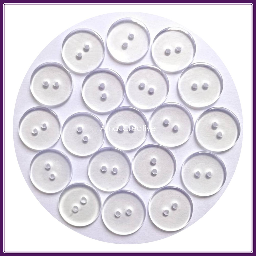Transparent Round Resin Buttons 2 Holes - Butang Resin Bulat Lutsinar 2 ...