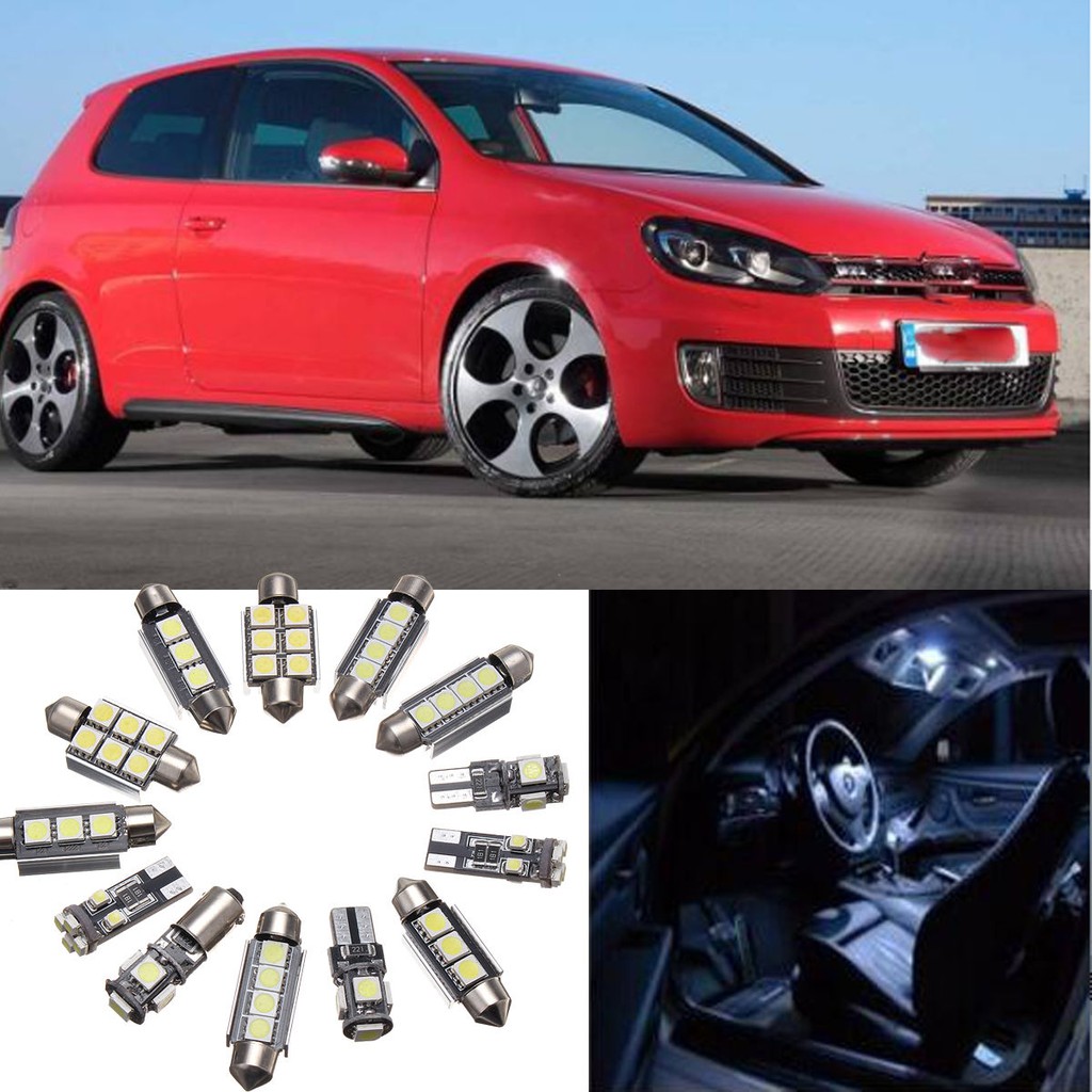 13pcs White Car Interior LED Light Bulb Kit For VW Golf 6 MK6 GTI 2010 ...