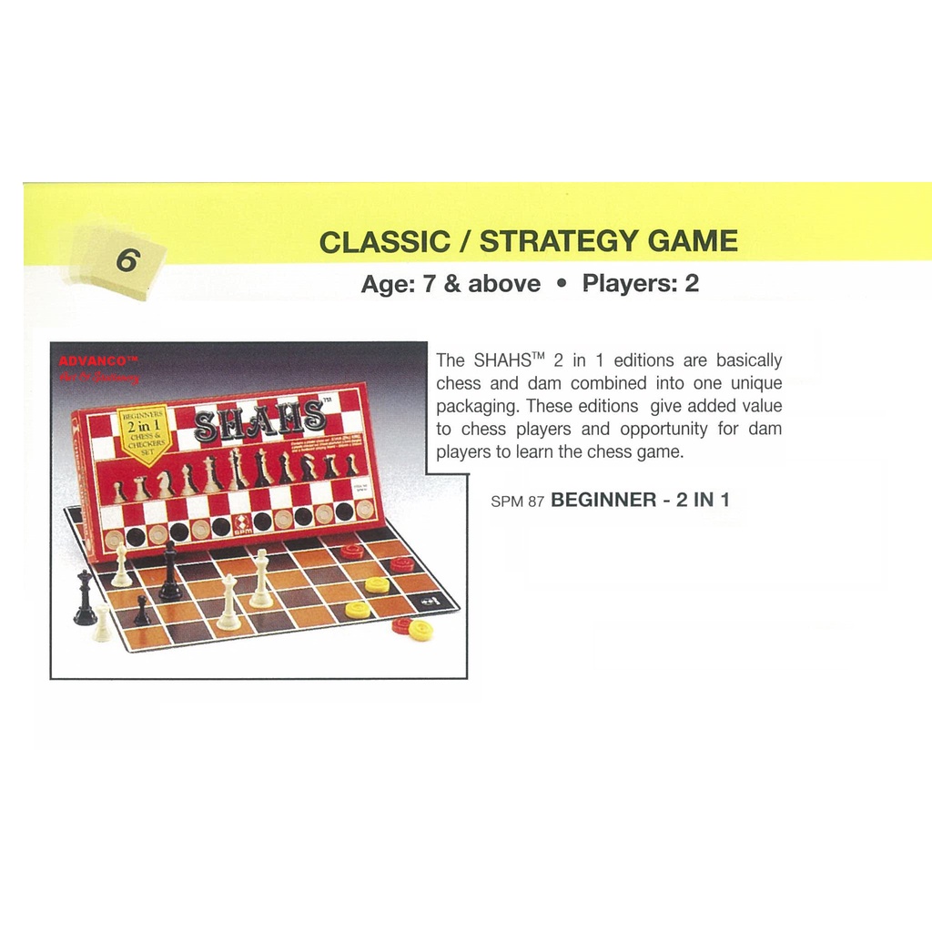 (SPM 87) SHAHS BEGINNER 2 IN 1 (CHESS & DAM) | Shopee Malaysia