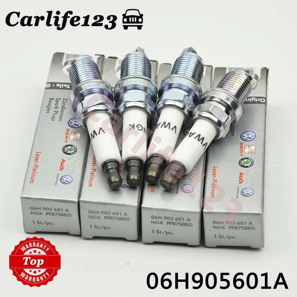 Set Of 4pcs Platinum 06H905601A PFR7S8EG Spark Plugs For Audi A3 A4 A5 TT VW Tiguan Passat ...