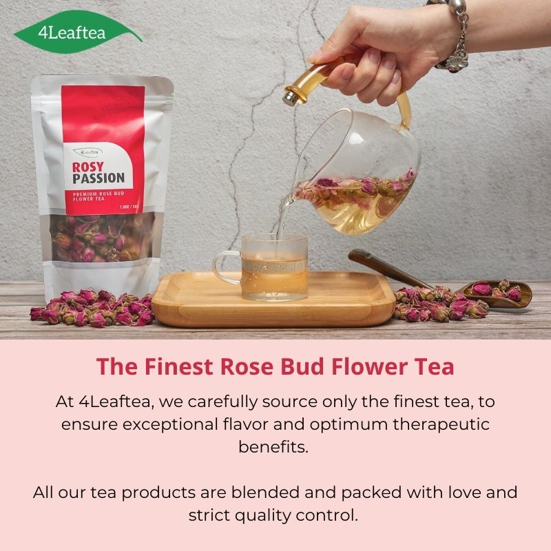 4Leaftea Rosy Passion Premium Rose Bud Flower Tea Calming Natural ...