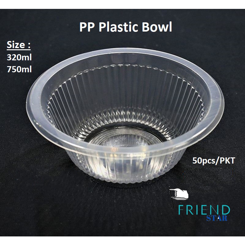 (50PCS)Plastic Bowl / Disposable PP Plastic Bowl / Party Bowl - 320ml ...