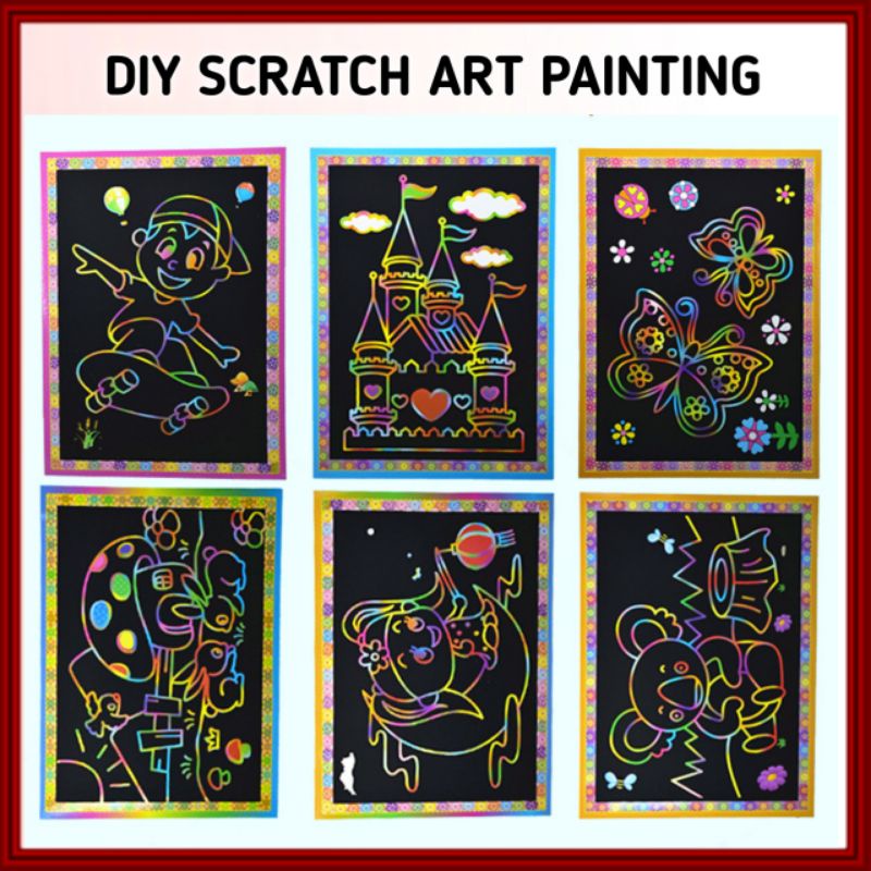 Diy Scratch Drawing Painting Art Paper Kids Fun Activity Kindergarten ...