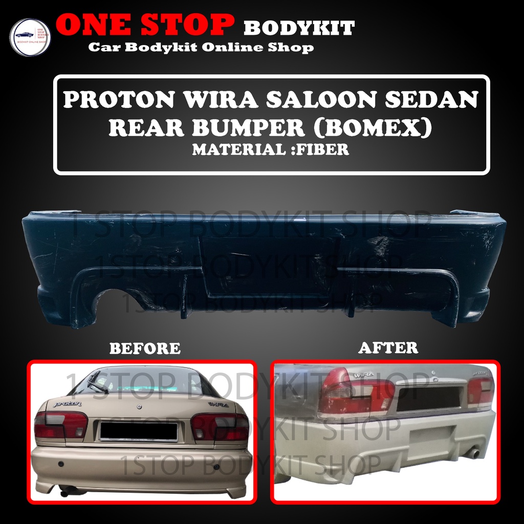 PROTON WIRA SALOON REAR BUMPER (BOMEX) FIBER(FIBERGLASS)SKIRT LIP ...