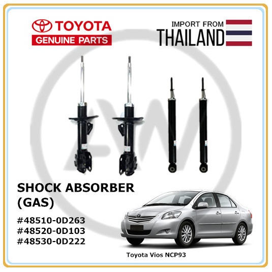 Toyota Vios NCP93 2007-2012 Front Rear Shock Absorber [1 Pair (LH+RH ...