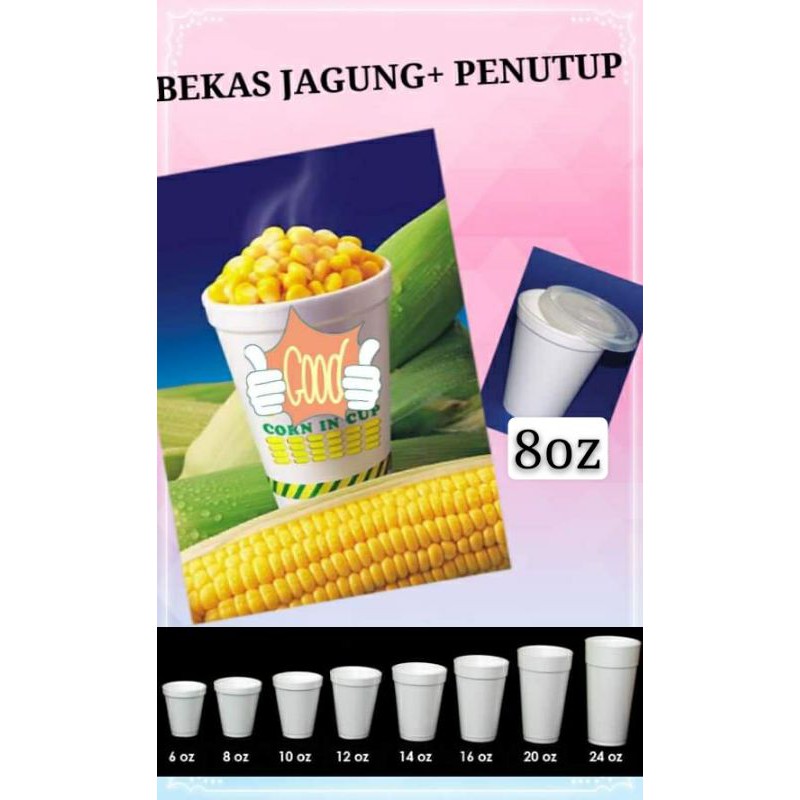 8oz Disposable Foam Cup with lids /Sweet Corn Cup/Party Cup/Cawan Pop ...