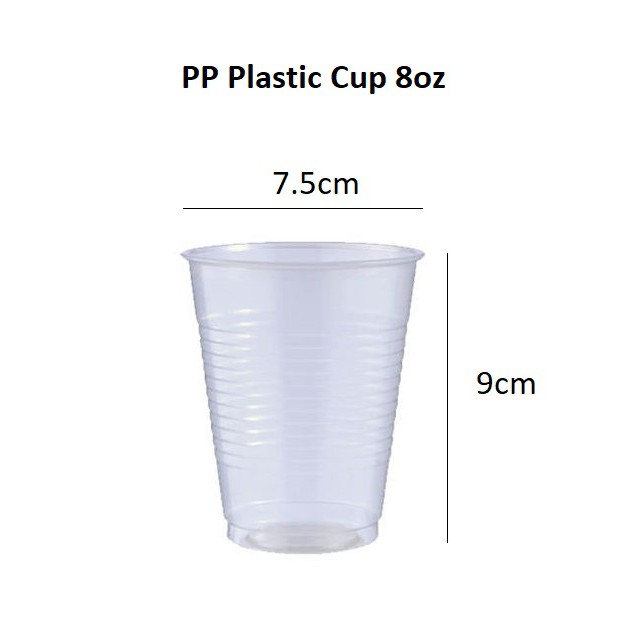 Cawan Plastik [100pcs+-] PP Plastic Cup 8oz / Cawan Plastik | Shopee ...