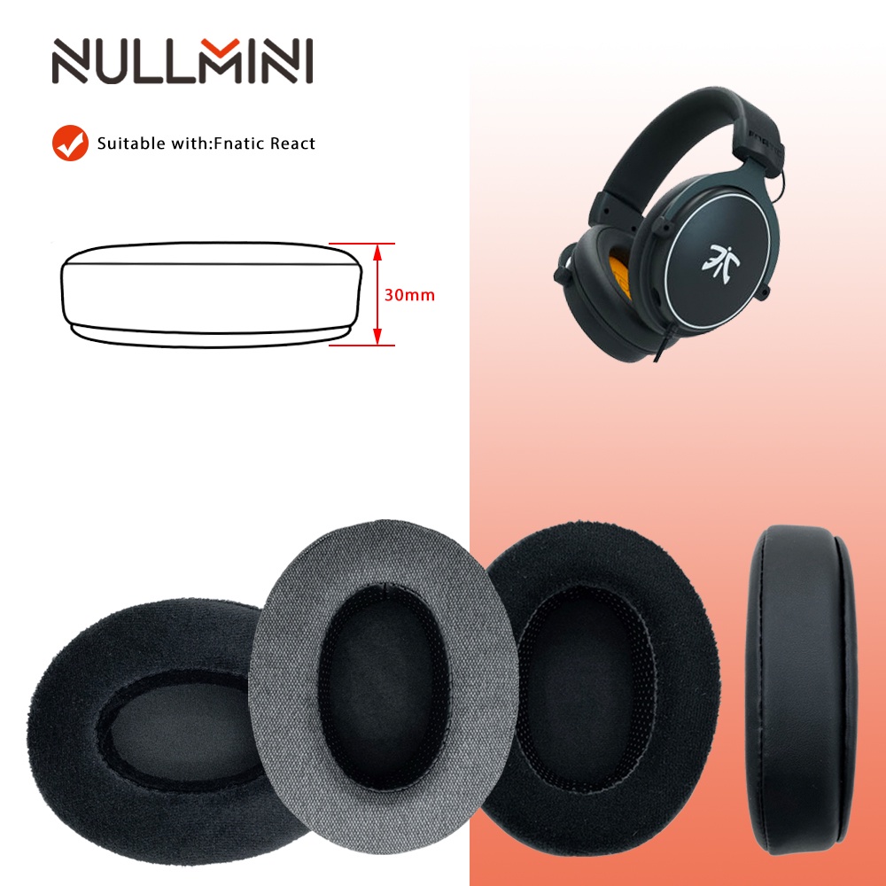 NullMini Replacement Earpads for Fnatic React Headphones Leather Velvet ...