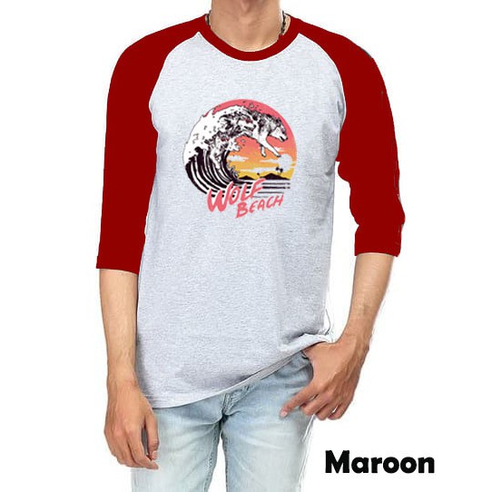 M61 Light Grey Raglan T-Shirt 3/4 Sleeves with Picture Pattern | Shopee ...
