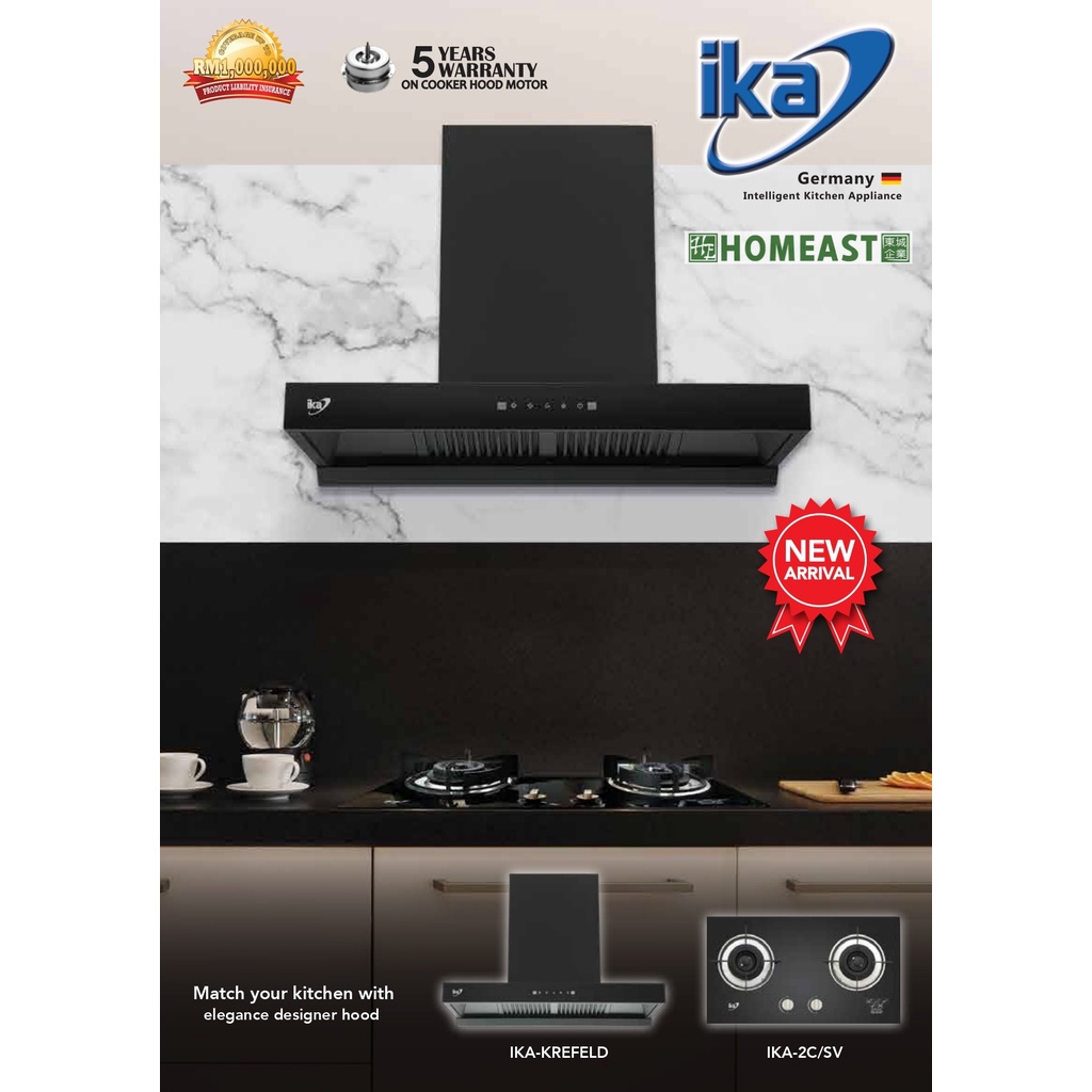 [IKA] IKA-KREFELD Chimney Kitchen Cooker Hood(1450m3/h)+IKA-2CR/SV ...