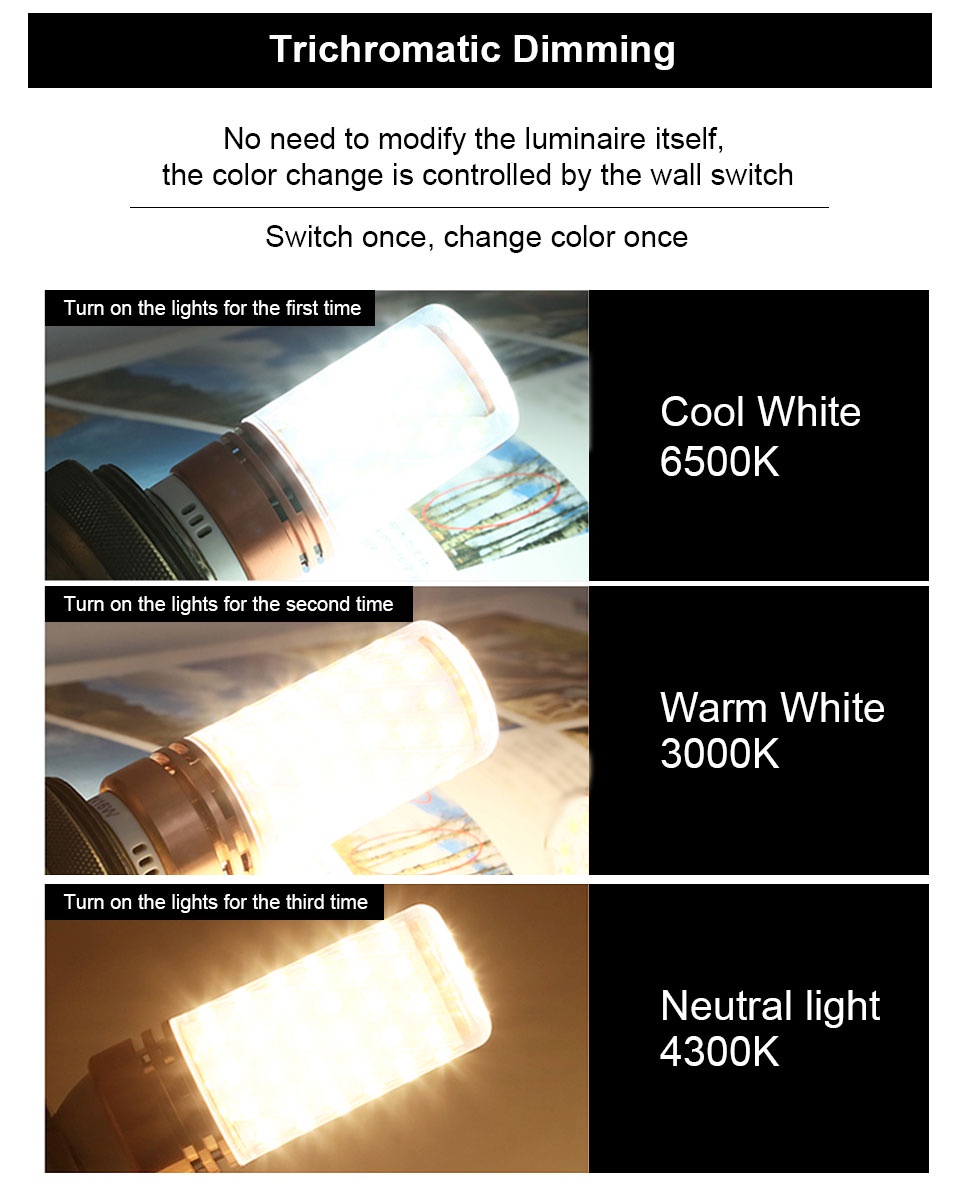 E27/E14 LED Tri-color Changing Lamp 12W /16W Tube AC 220V Corn Bulb ...