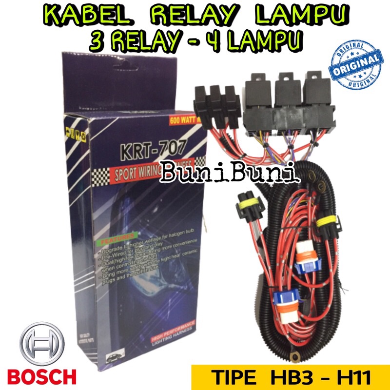 Bosch Complete Relay Cable For RUSH & TERIOS Car Lights - 3 Relays 4 ...
