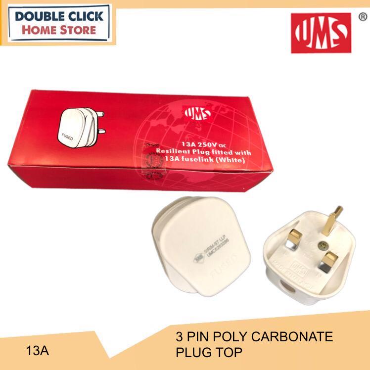 UMS 13A Fused 3 Pin Plug Top Poly Carbonate Uk type 240V 3 Pin Plug Top ...