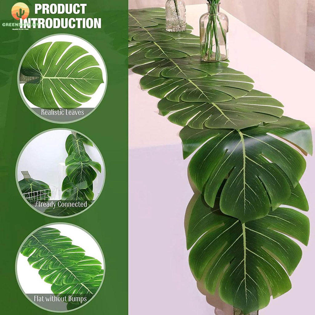 Artificial Palm Leaves Table Runners 86.6in Fake Tropical Leaf ...