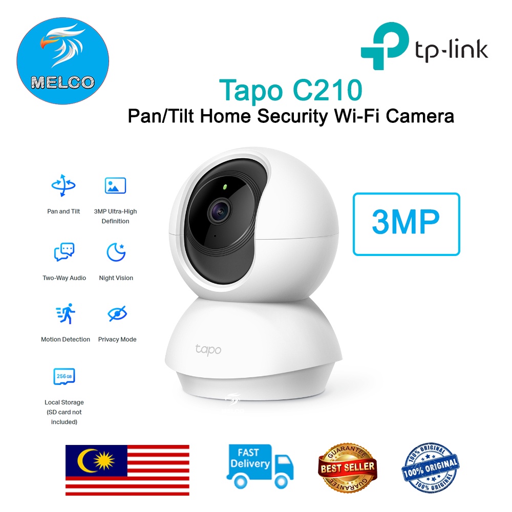 TP-Link Tapo C210 3MP Full HD Pan Tilt 360 Wireless Wifi Home Security Surveillance IP Camera ...