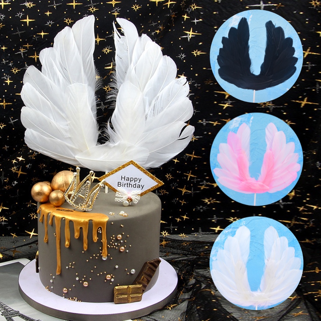 Angel Feather Wing Cake Topper Birthday Wedding Cake Decoration ...