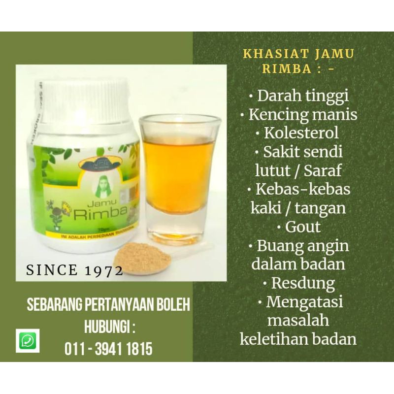 Jamu rimba ubat kencing manis,darah tinggi,lutut,saraf,kolesterol,sendi ...