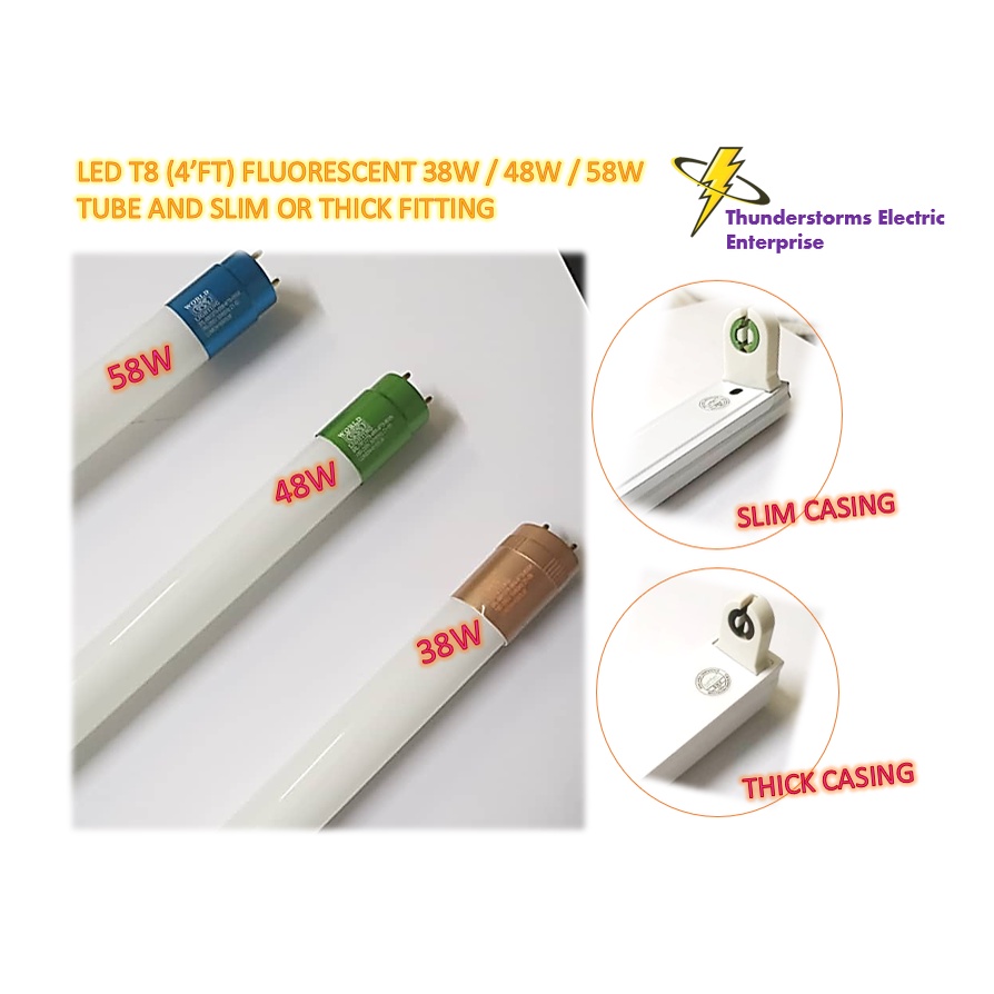 LED T8 Fluorescent Tube Extra Bright 4 Feet 45W/50W/58W Lampu ...