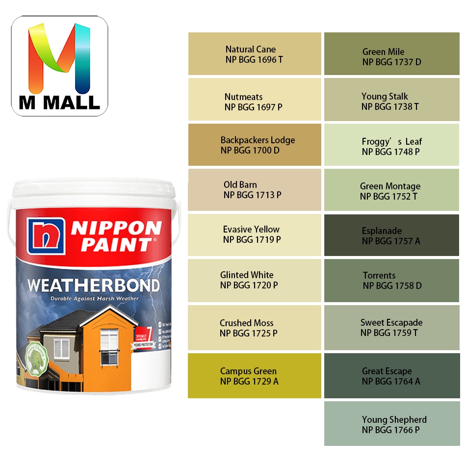 (1696-1766) 18L Nippon Paint Exterior Weatherbond Delightful Greens ...