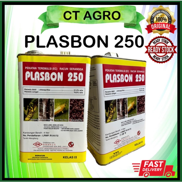 PLASBON 250 ( 4 Liter ) Racun Serangga Chlorpyrifos 21.2% Ready Stock ...