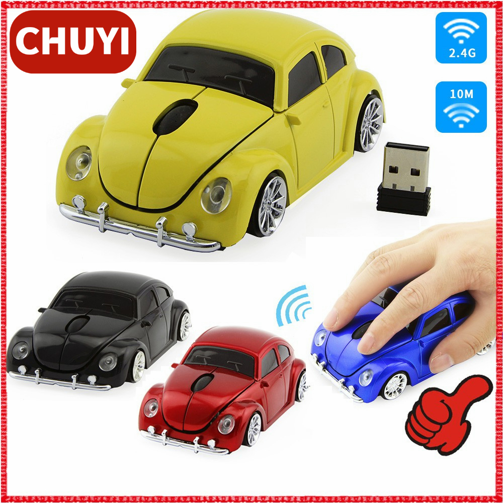 2.4G Beetle Car Shape Wireless Mouse Mini Creative Cute Cartoon Mice ...