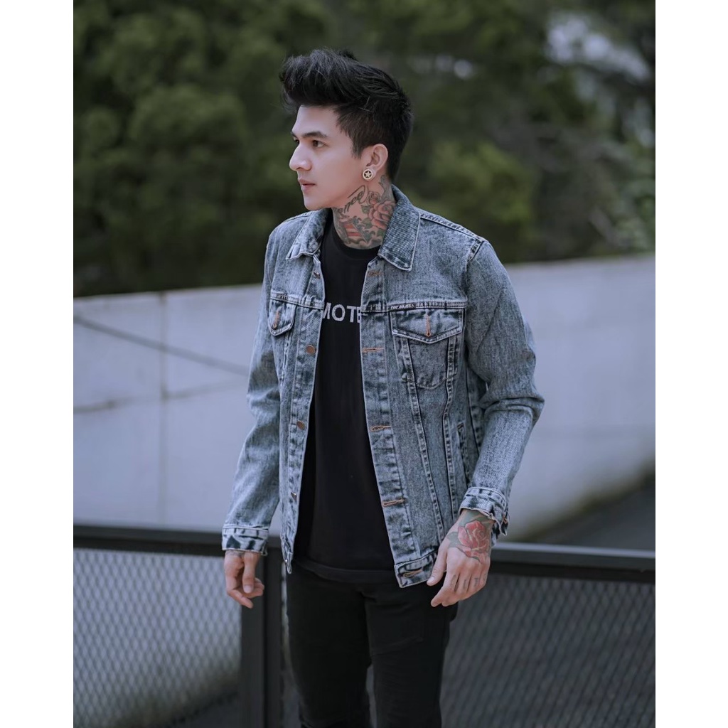 Original distro bandung teenage men's sandwash Jeans jacket/size L XL ...