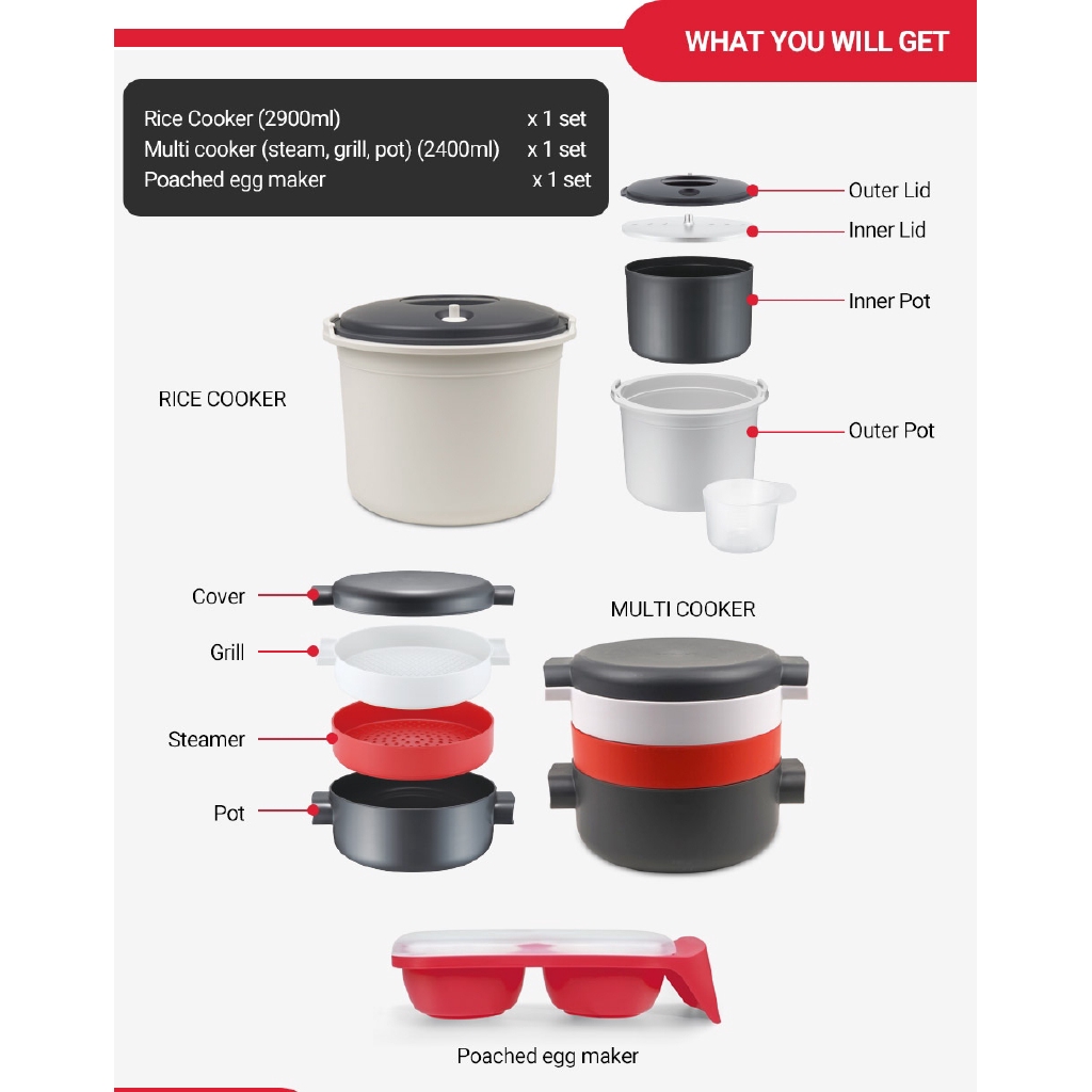 Original Korea ROICHEN Multi-Cooker+Rice Cooker Set+Egg Maker For ...
