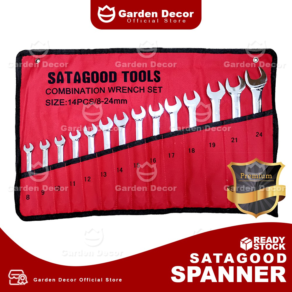SATAGOOD 14pcs Combination Wrench Spanner Set Tools Set 8-24mm 14 PCS ...