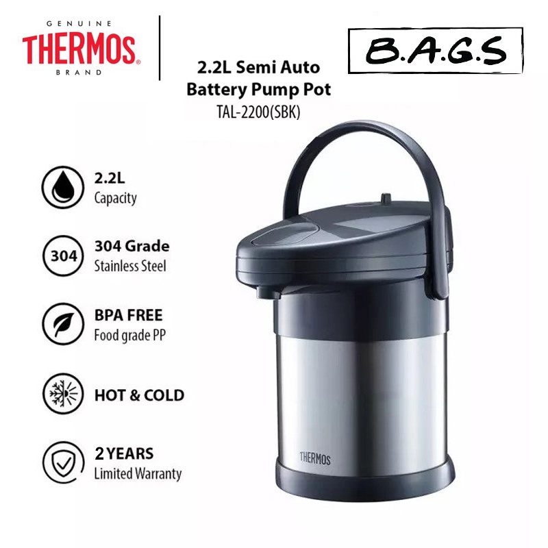TheBags THERMOS 2.20L Battery Pump Pot - TAL2200(SBK) | Shopee Malaysia