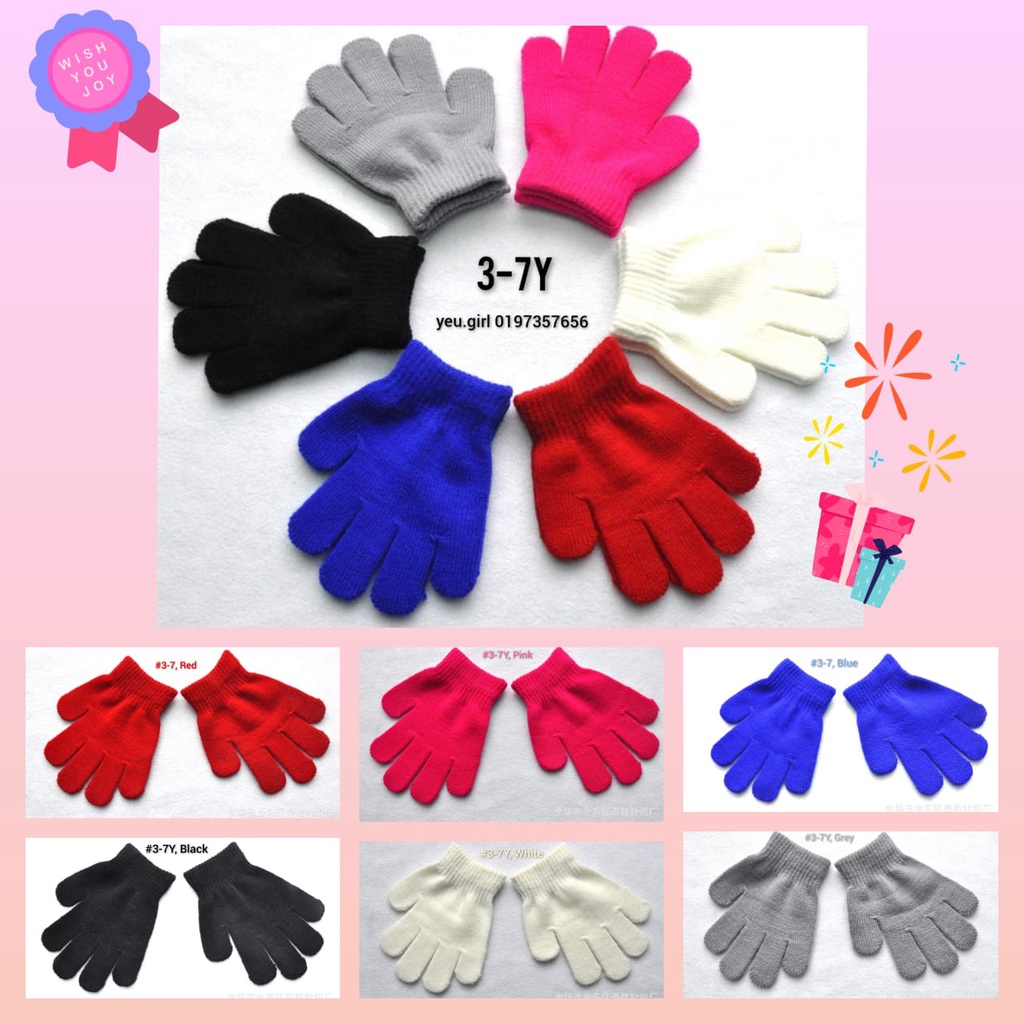 Kids/Adult Winter Warm Candy Color Boy Girl Full Finger Knitted Magic ...